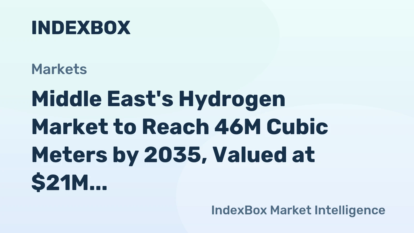 Middle East's Hydrogen Market to Reach 46M Cubic Meters by 2035, Valued at $21M