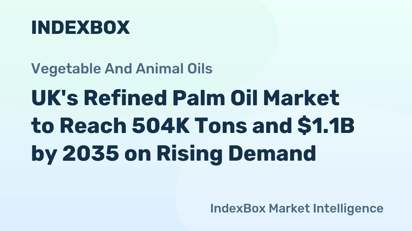 UK's Refined Palm Oil Market to Reach 504K Tons and $1.1B by 2035 on Rising Demand