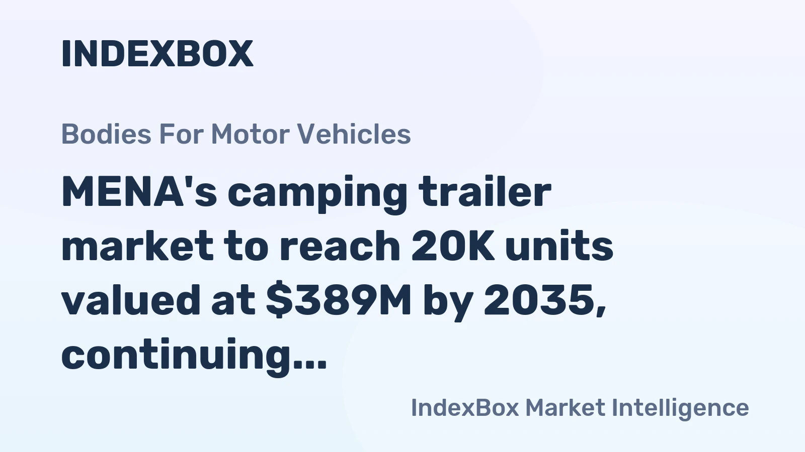MENA's camping trailer market to reach 20K units valued at $389M by 2035, continuing its upward consumption trend.