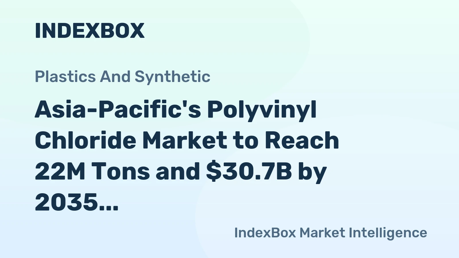 Asia-Pacific's Polyvinyl Chloride Market to Reach 22M Tons and $30.7B by 2035