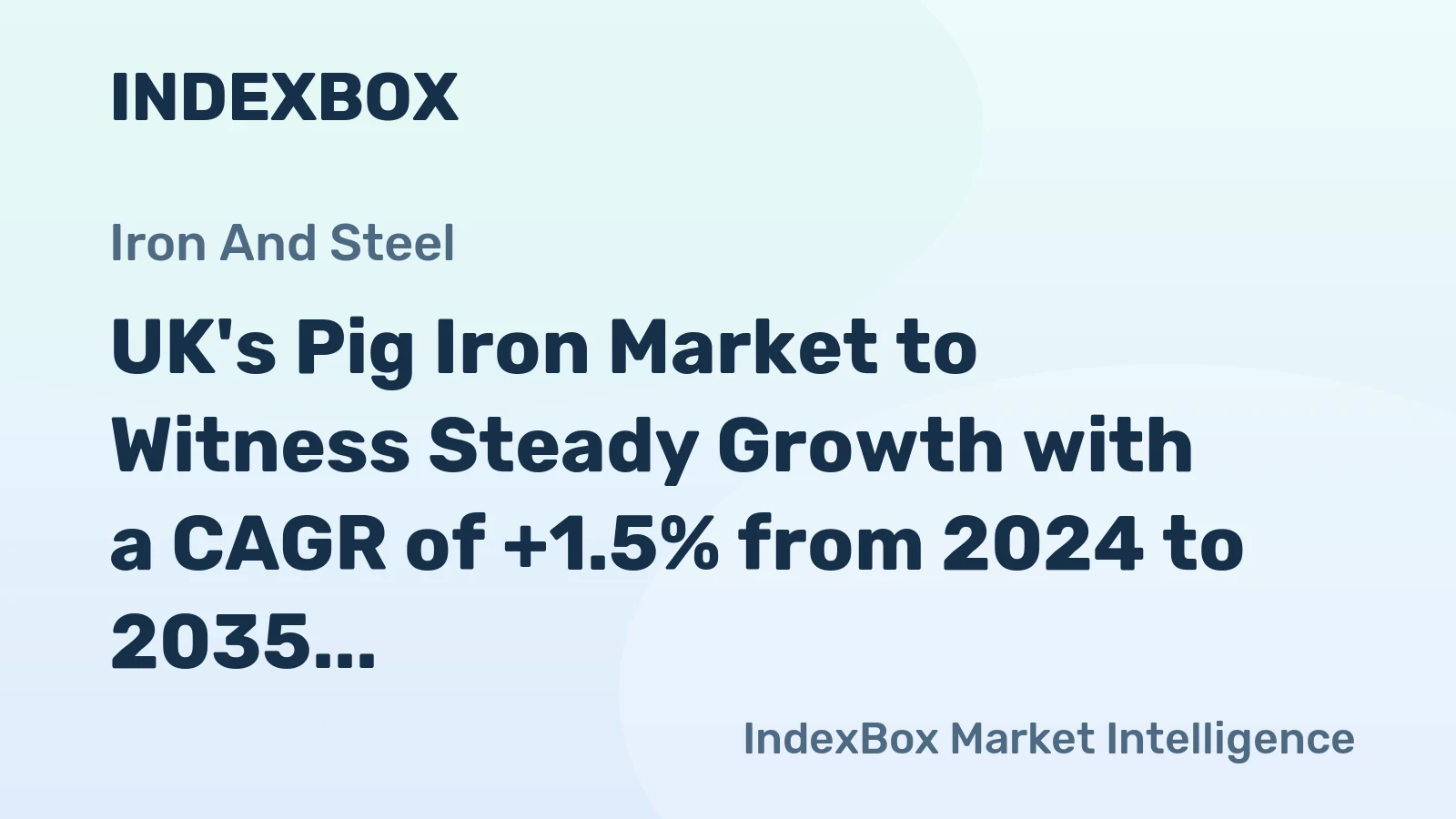 UK's Pig Iron Market to Witness Steady Growth with a CAGR of +1.5% from 2024 to 2035