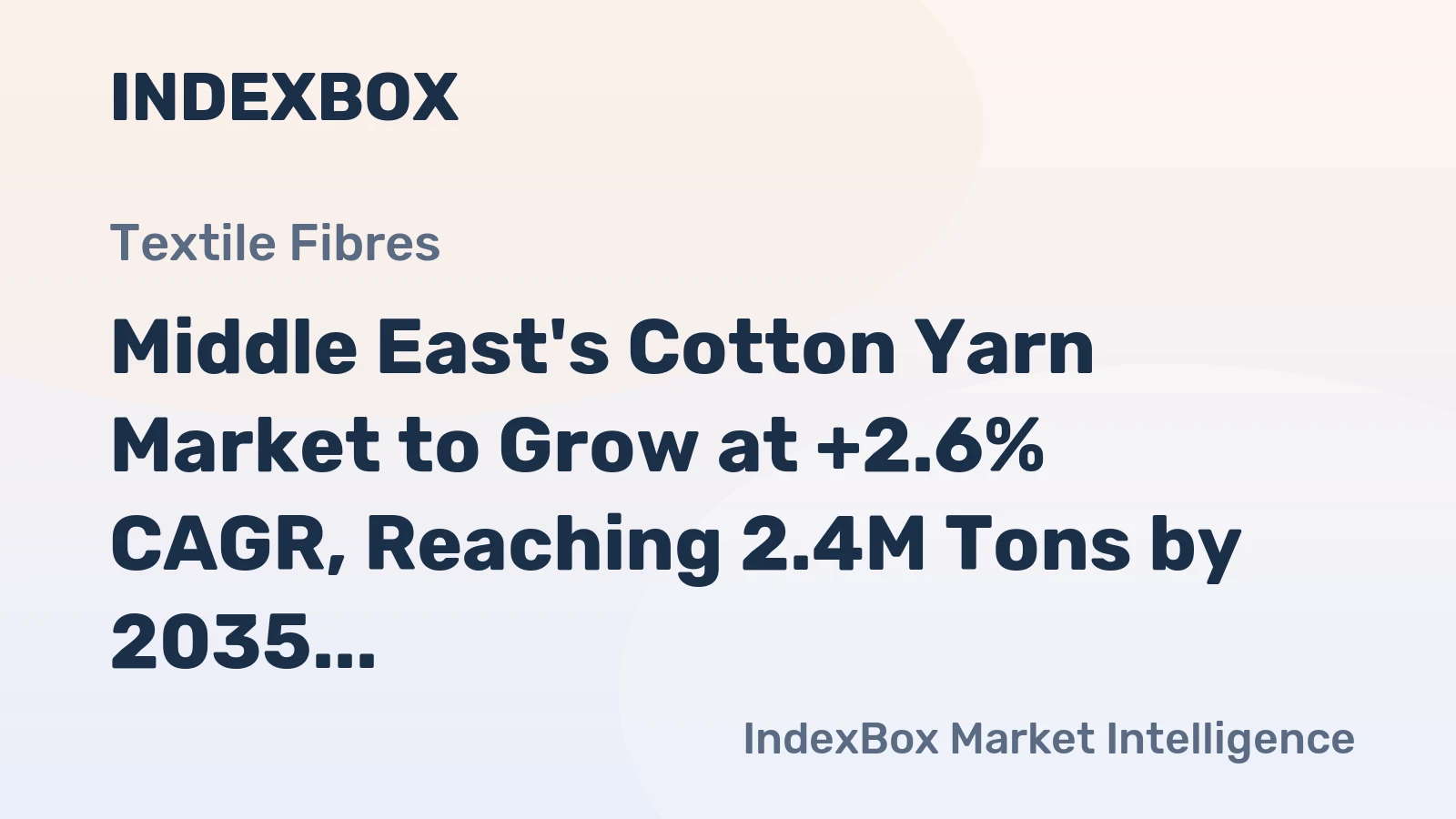 Middle East's Cotton Yarn Market to Grow at +2.6% CAGR, Reaching 2.4M Tons by 2035