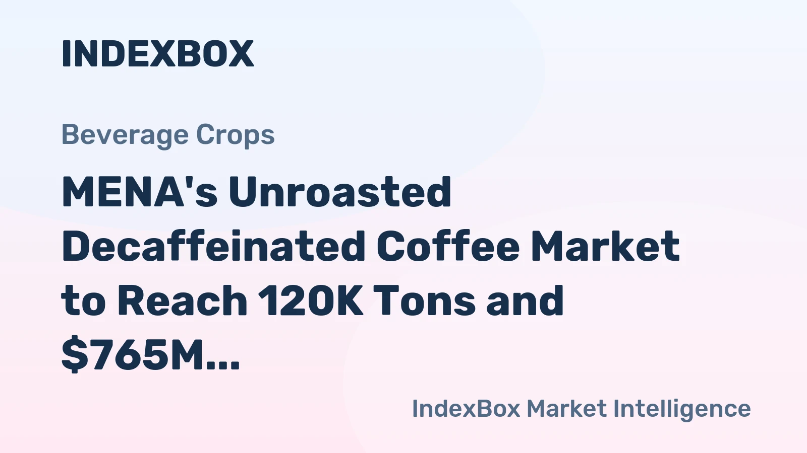 MENA's Unroasted Decaffeinated Coffee Market to Reach 120K Tons and $765M