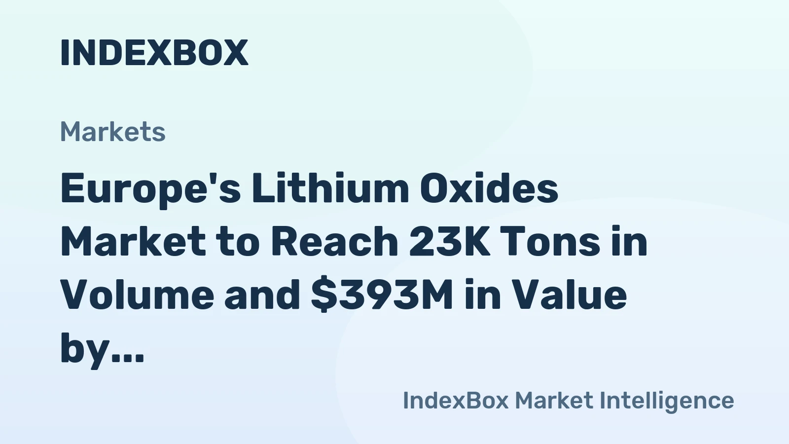 Europe's Lithium Oxides Market to Reach 23K Tons in Volume and $393M in Value by 2035