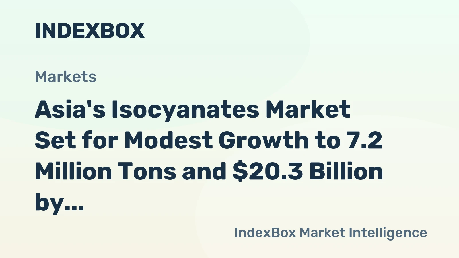 Asia's Isocyanates Market Set for Modest Growth to 7.2 Million Tons and $20.3 Billion by 2035