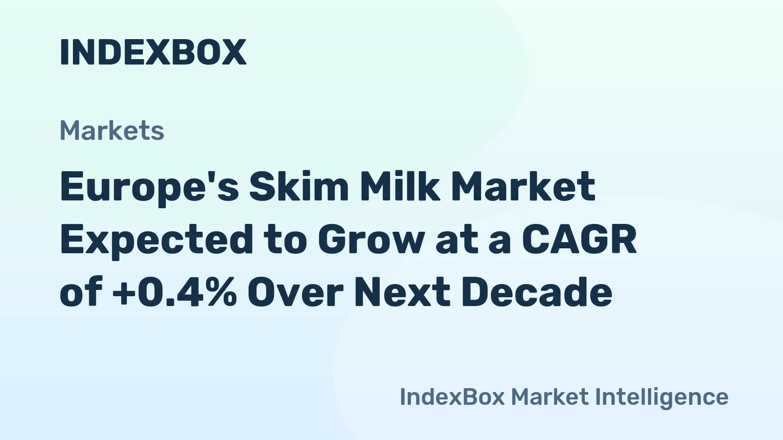 Europe's Skim Milk Market Expected to Grow at a CAGR of +0.4% Over Next Decade