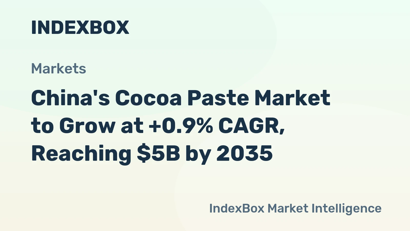 China's Cocoa Paste Market to Grow at +0.9% CAGR, Reaching $5B by 2035