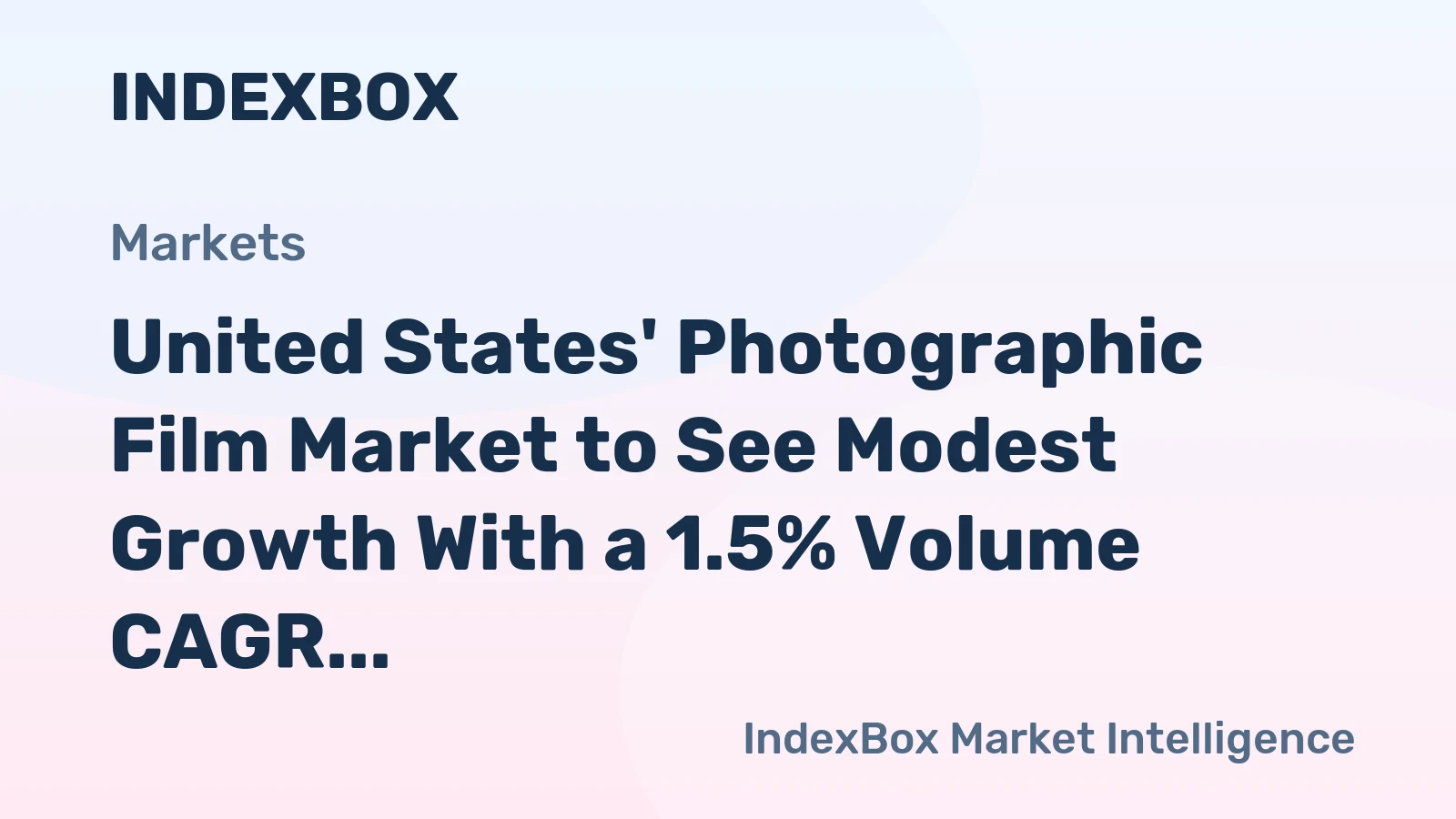 United States' Photographic Film Market to See Modest Growth With a 1.5% Volume CAGR
