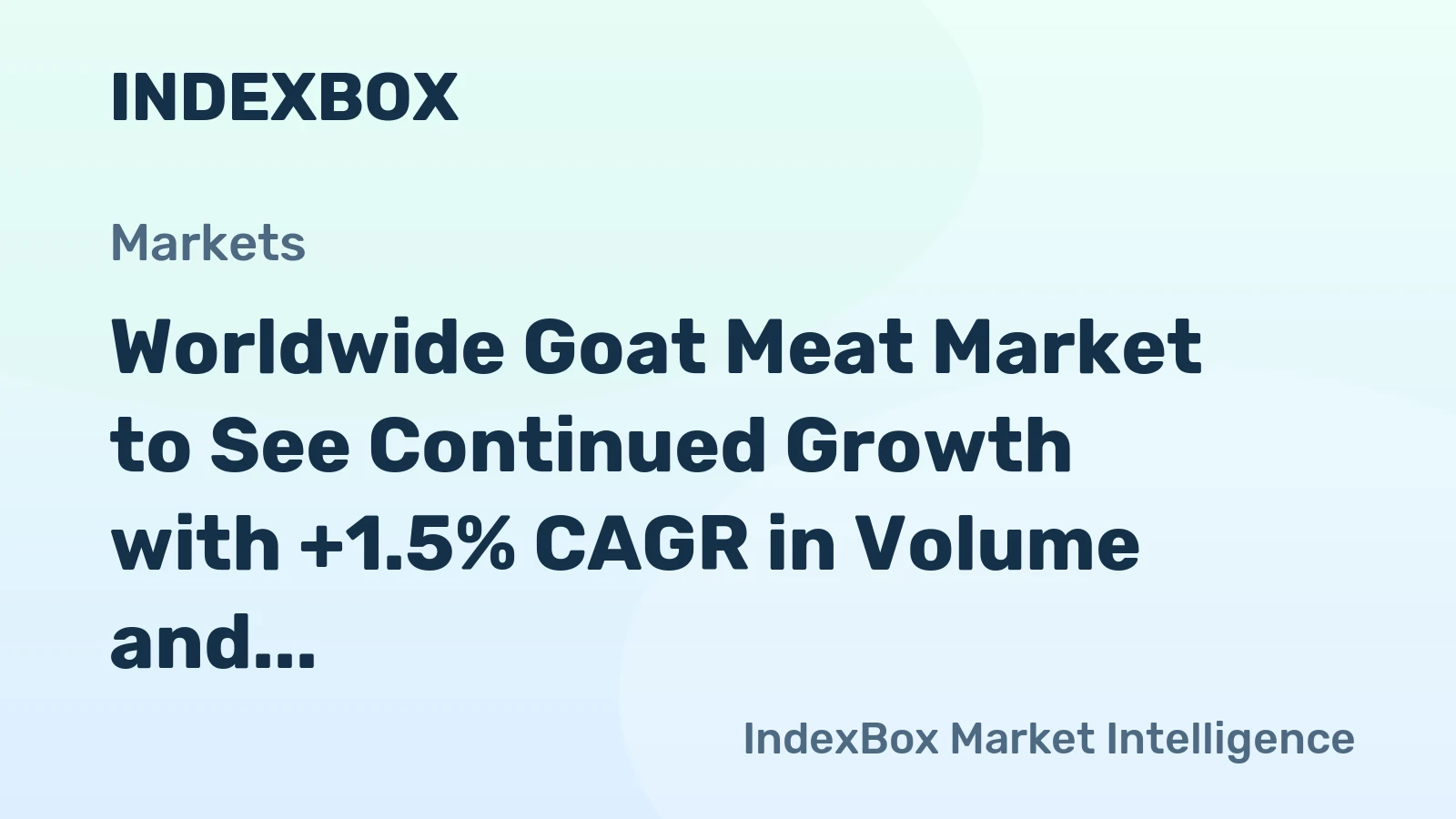 Worldwide Goat Meat Market to See Continued Growth with +1.5% CAGR in Volume and +2.5% CAGR in Value from 2024 to 2035
