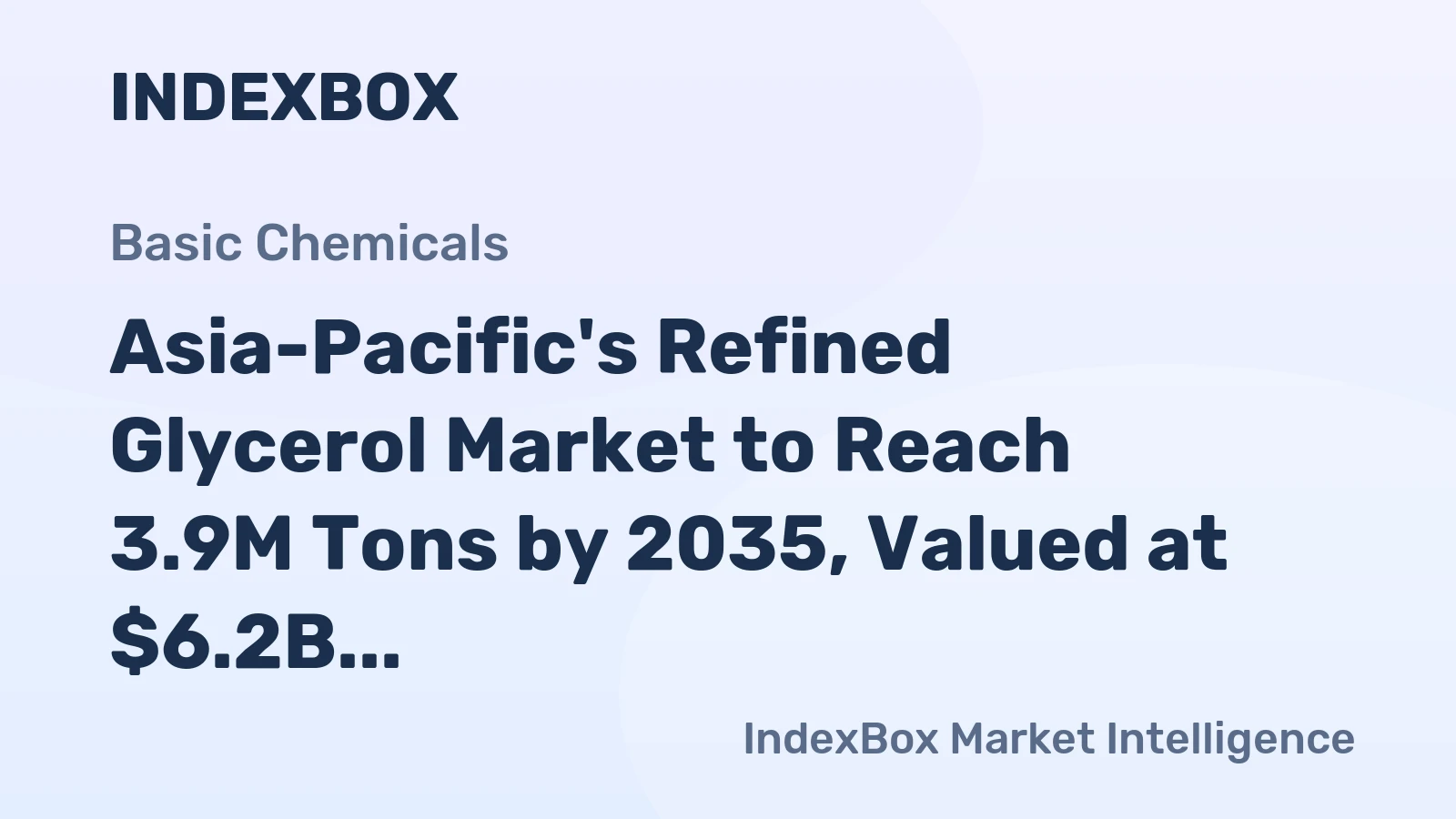 Asia-Pacific's Refined Glycerol Market to Reach 3.9M Tons by 2035, Valued at $6.2B