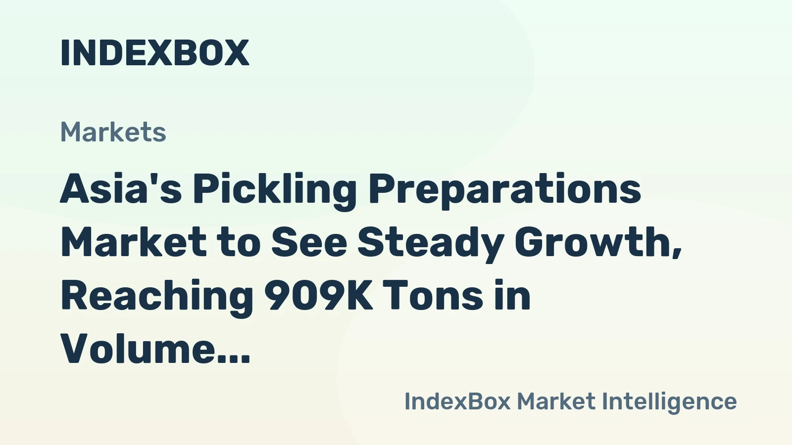 Asia's Pickling Preparations Market to See Steady Growth, Reaching 909K Tons in Volume and $3.9B in Value by 2035