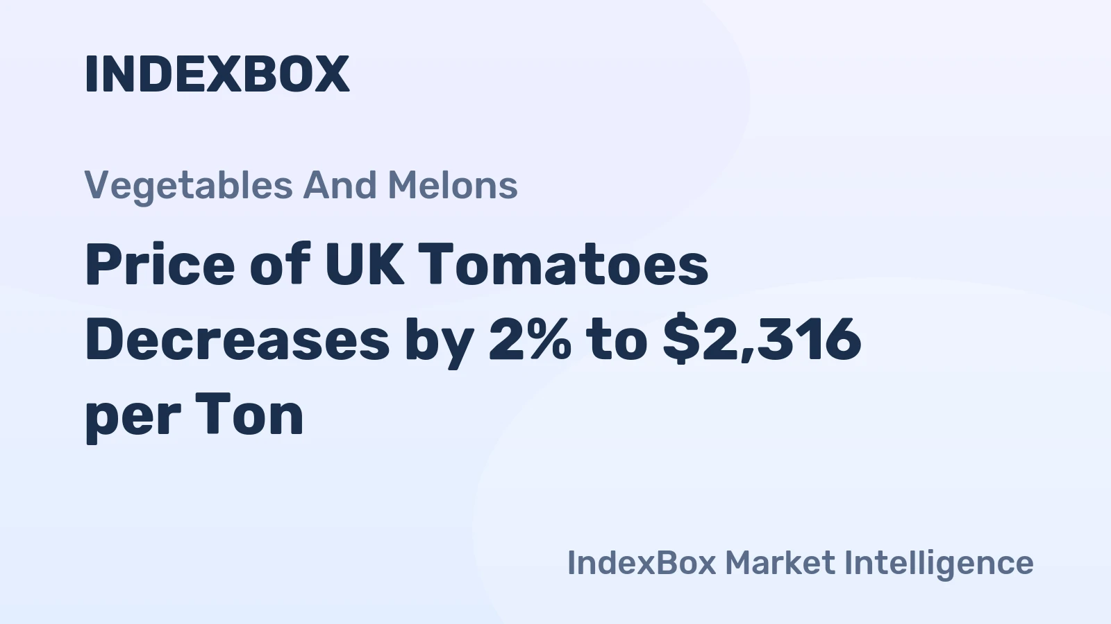 Price of UK Tomatoes Decreases by 2% to $2,316 per Ton