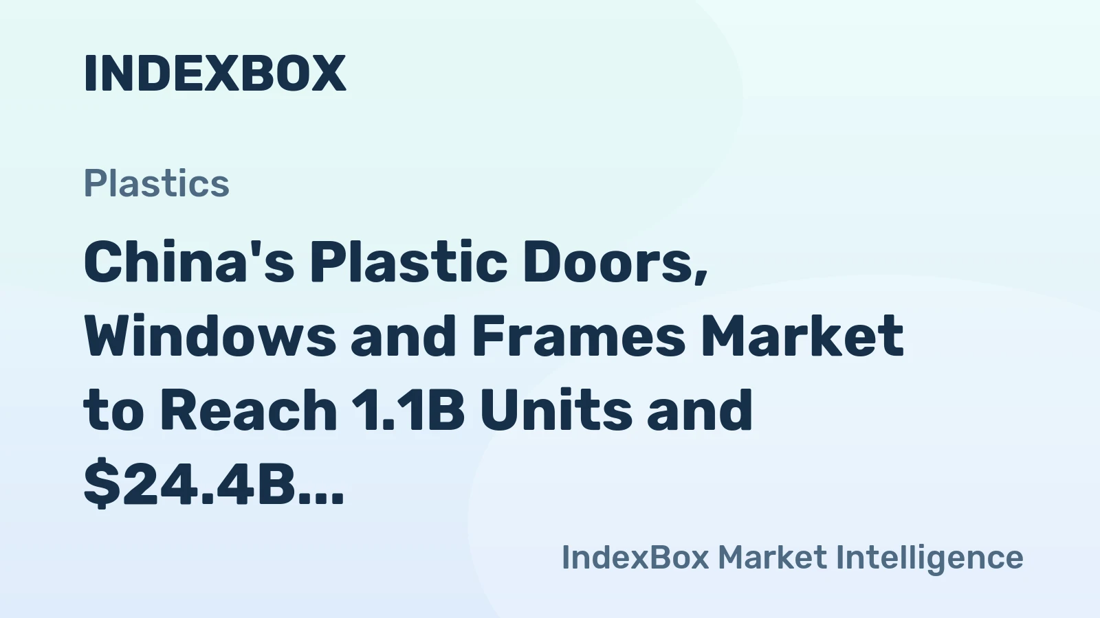 China's Plastic Doors, Windows and Frames Market to Reach 1.1B Units and $24.4B by 2035