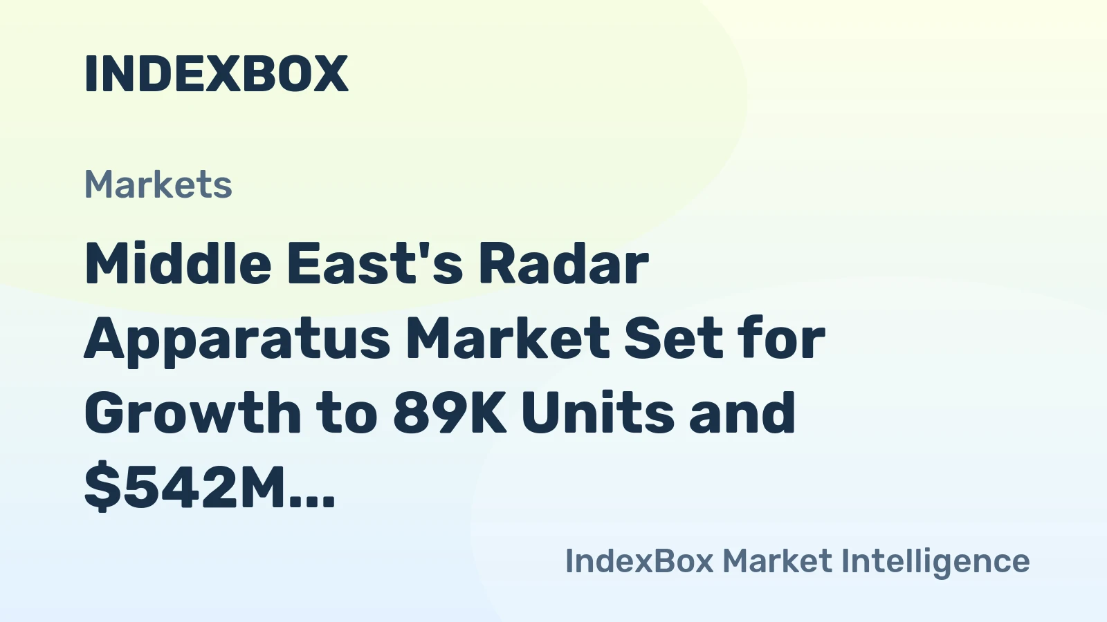 Middle East's Radar Apparatus Market Set for Growth to 89K Units and $542M by 2035