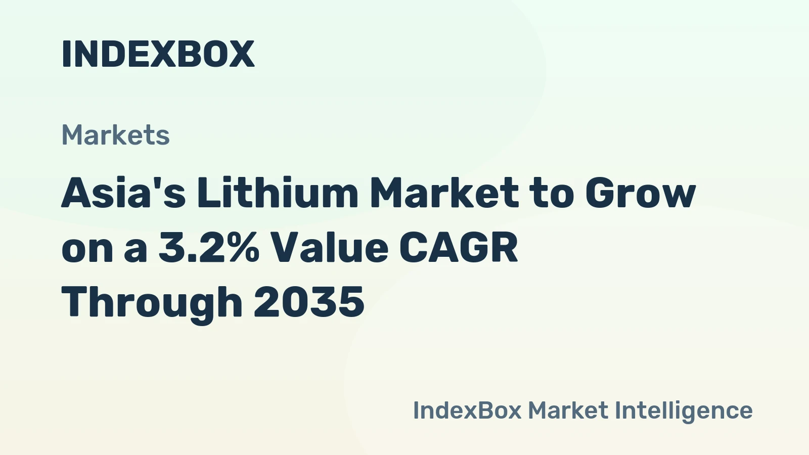 Asia's Lithium Market to Grow on a 3.2% Value CAGR Through 2035