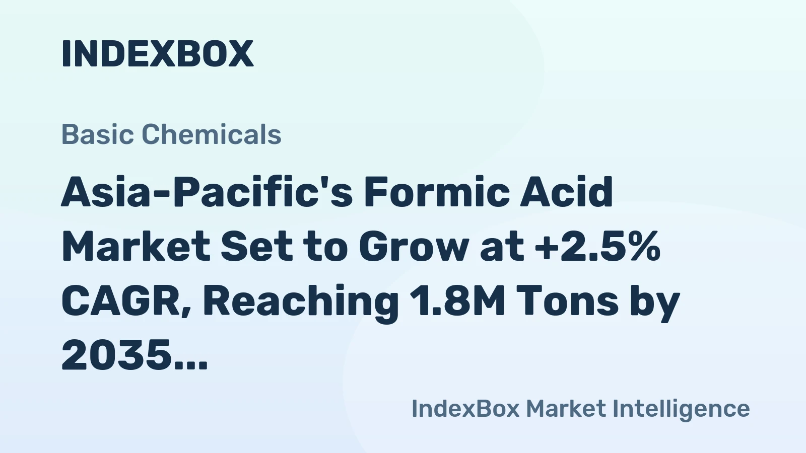 Asia-Pacific's Formic Acid Market Set to Grow at +2.5% CAGR, Reaching 1.8M Tons by 2035