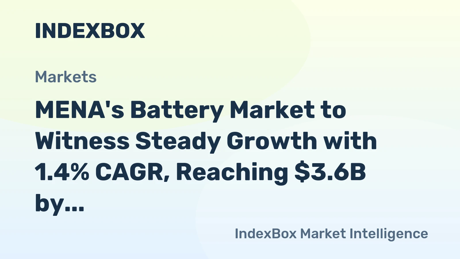 MENA's Battery Market to Witness Steady Growth with 1.4% CAGR, Reaching $3.6B by 2035