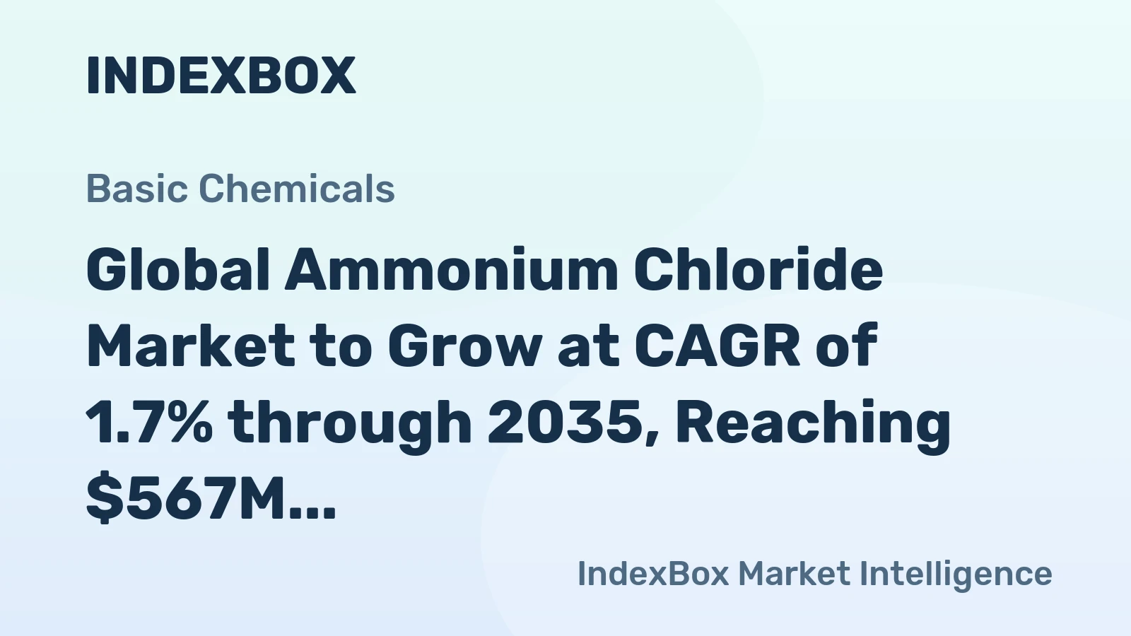 Global Ammonium Chloride Market to Grow at CAGR of 1.7% through 2035, Reaching $567M in Value