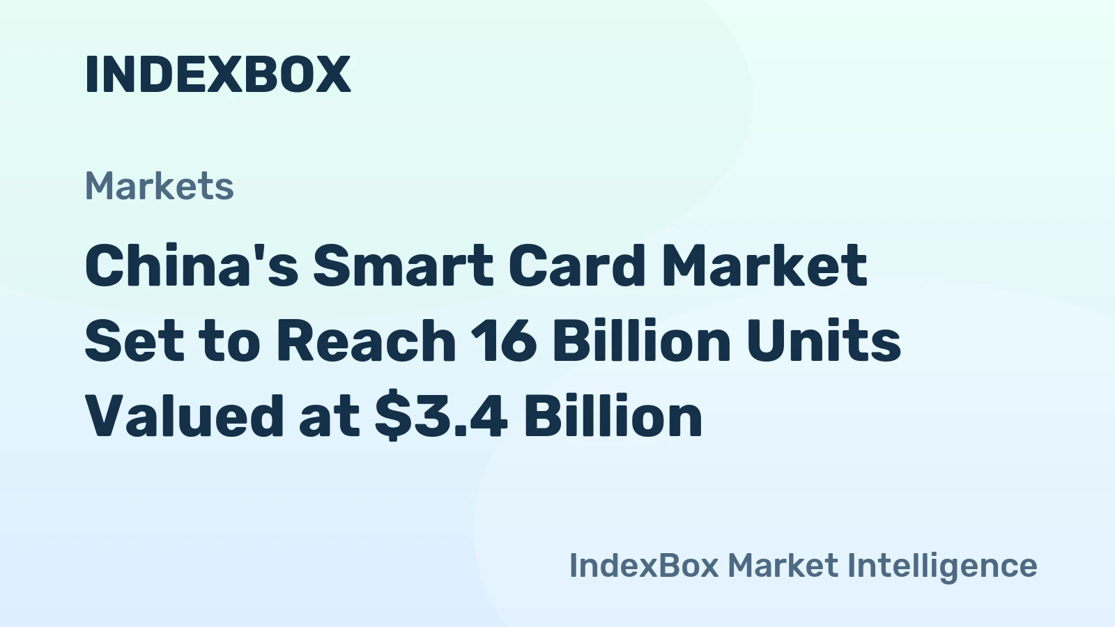 China's Smart Card Market Set to Reach 16 Billion Units Valued at $3.4 Billion