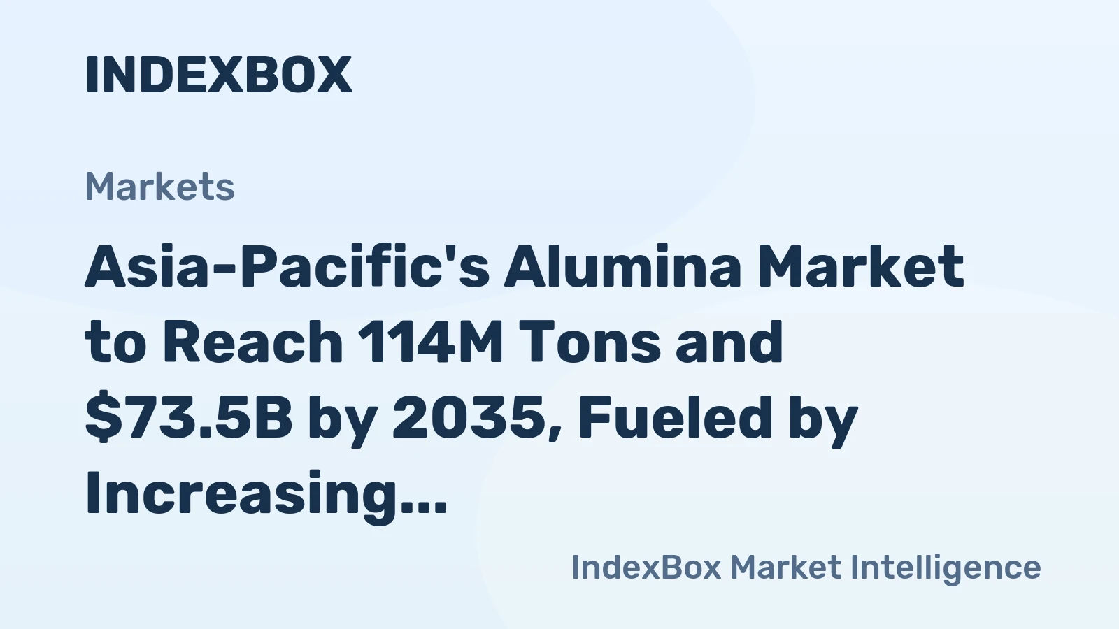 Asia-Pacific's Alumina Market to Reach 114M Tons and $73.5B by 2035, Fueled by Increasing Demand