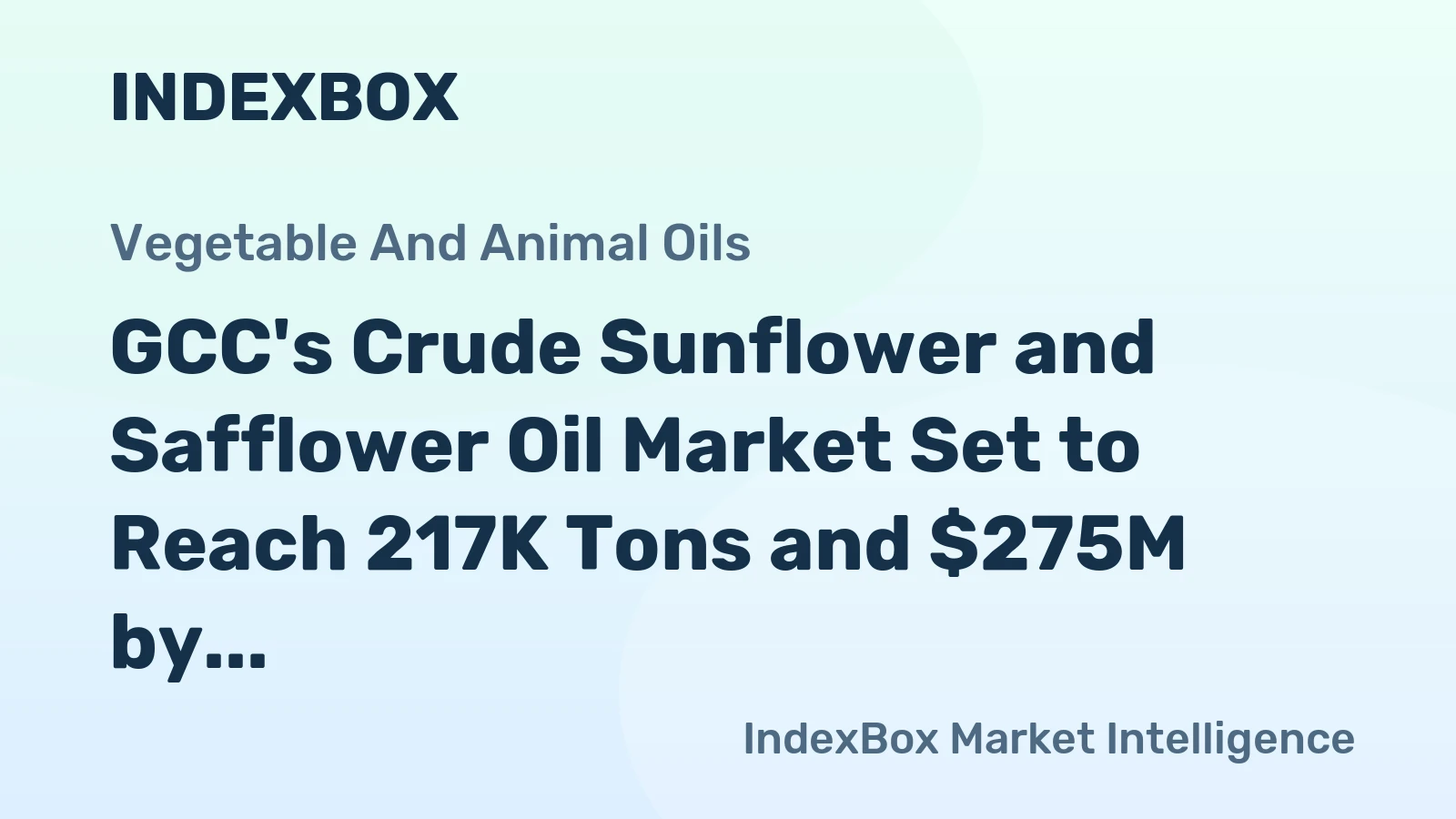 GCC's Crude Sunflower and Safflower Oil Market Set to Reach 217K Tons and $275M by 2035