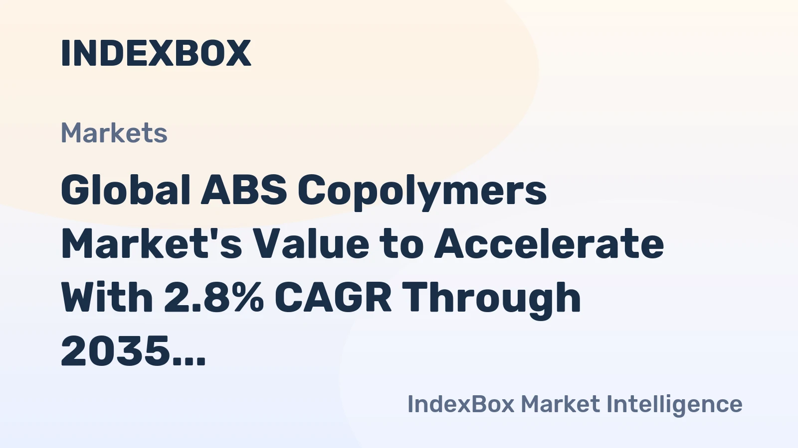 Global ABS Copolymers Market's Value to Accelerate With 2.8% CAGR Through 2035