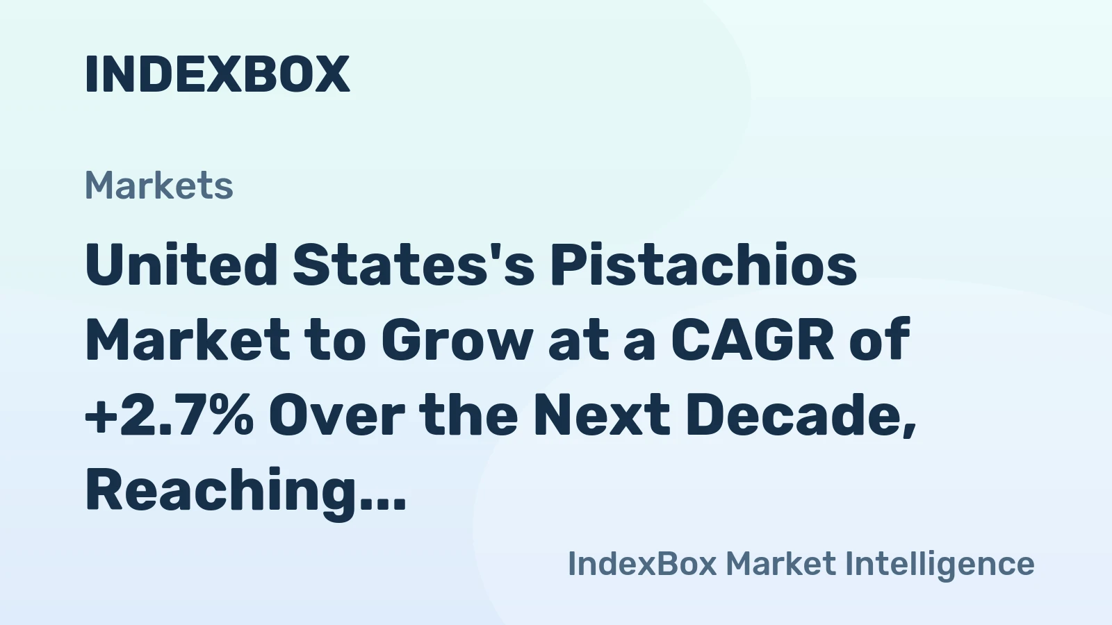 United States's Pistachios Market to Grow at a CAGR of +2.7% Over the Next Decade, Reaching $1.8B by 2035