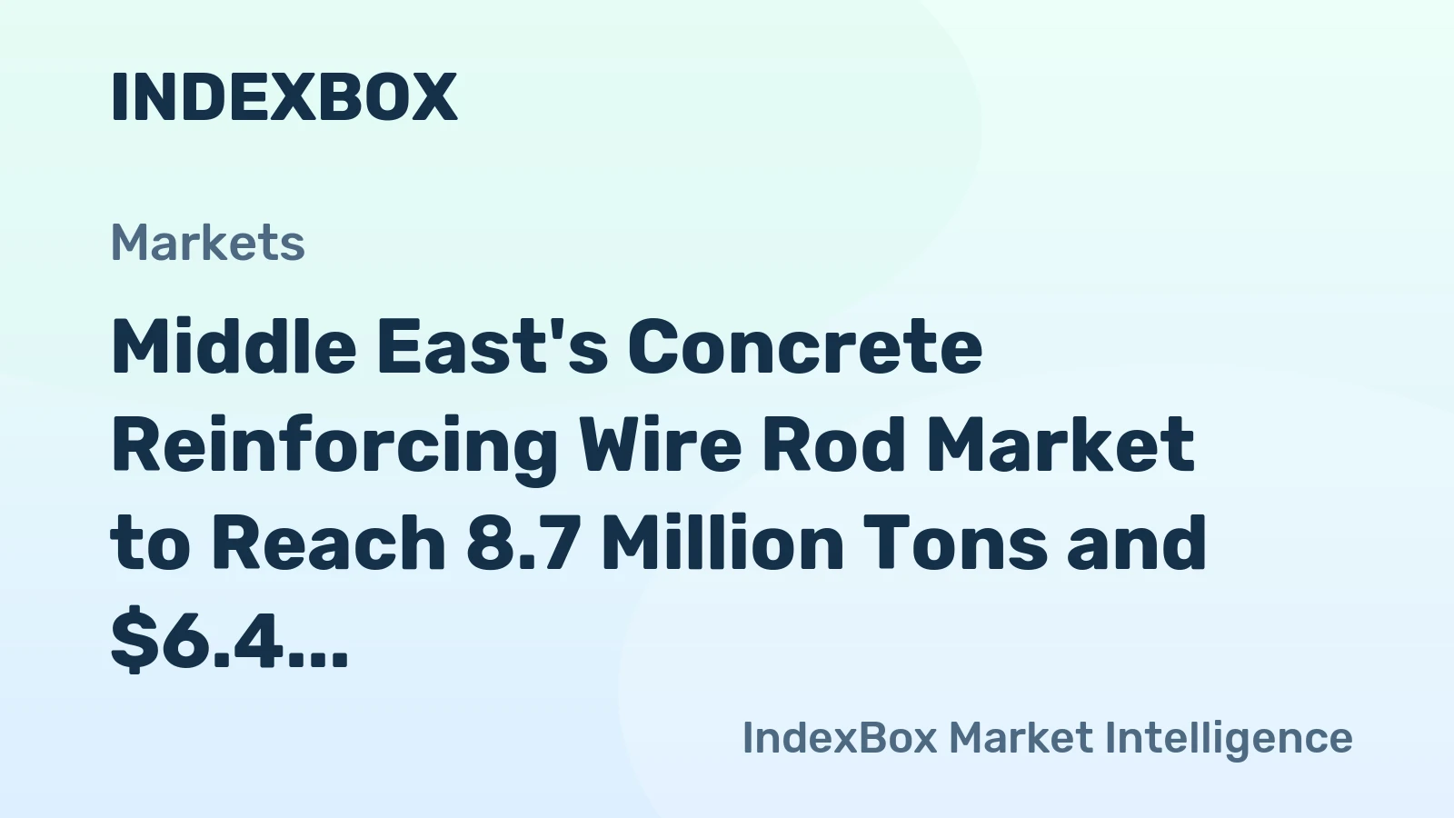 Middle East's Concrete Reinforcing Wire Rod Market to Reach 8.7 Million Tons and $6.4 Billion by 2035