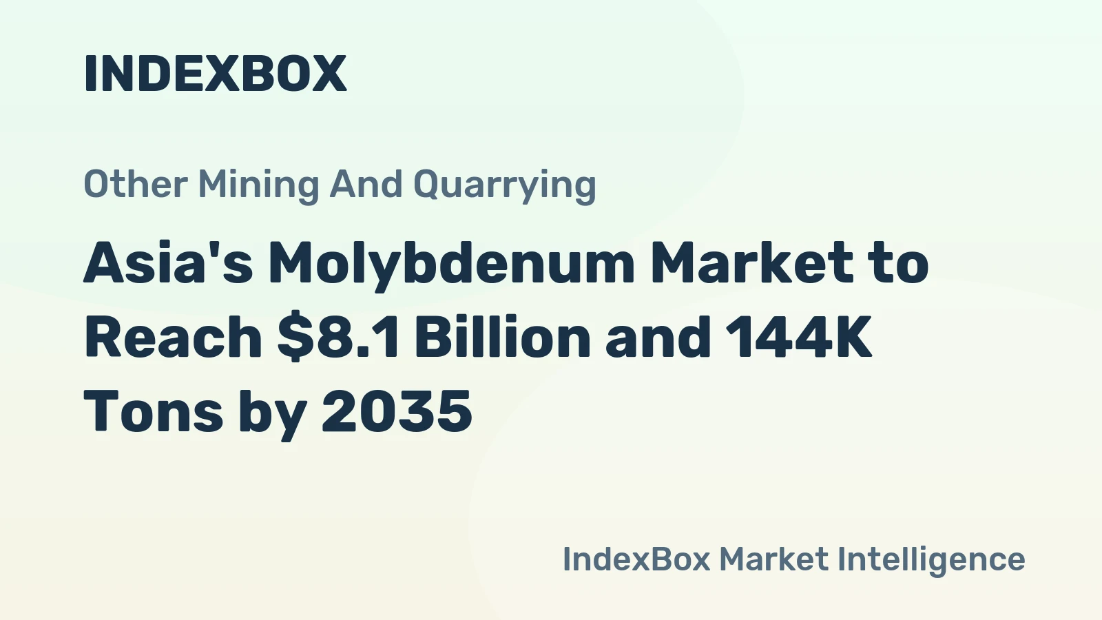 Asia's Molybdenum Market to Reach $8.1 Billion and 144K Tons by 2035