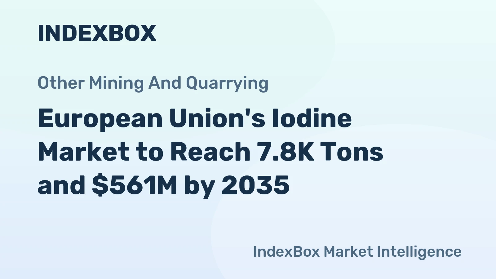 European Union's Iodine Market to Reach 7.8K Tons and $561M by 2035