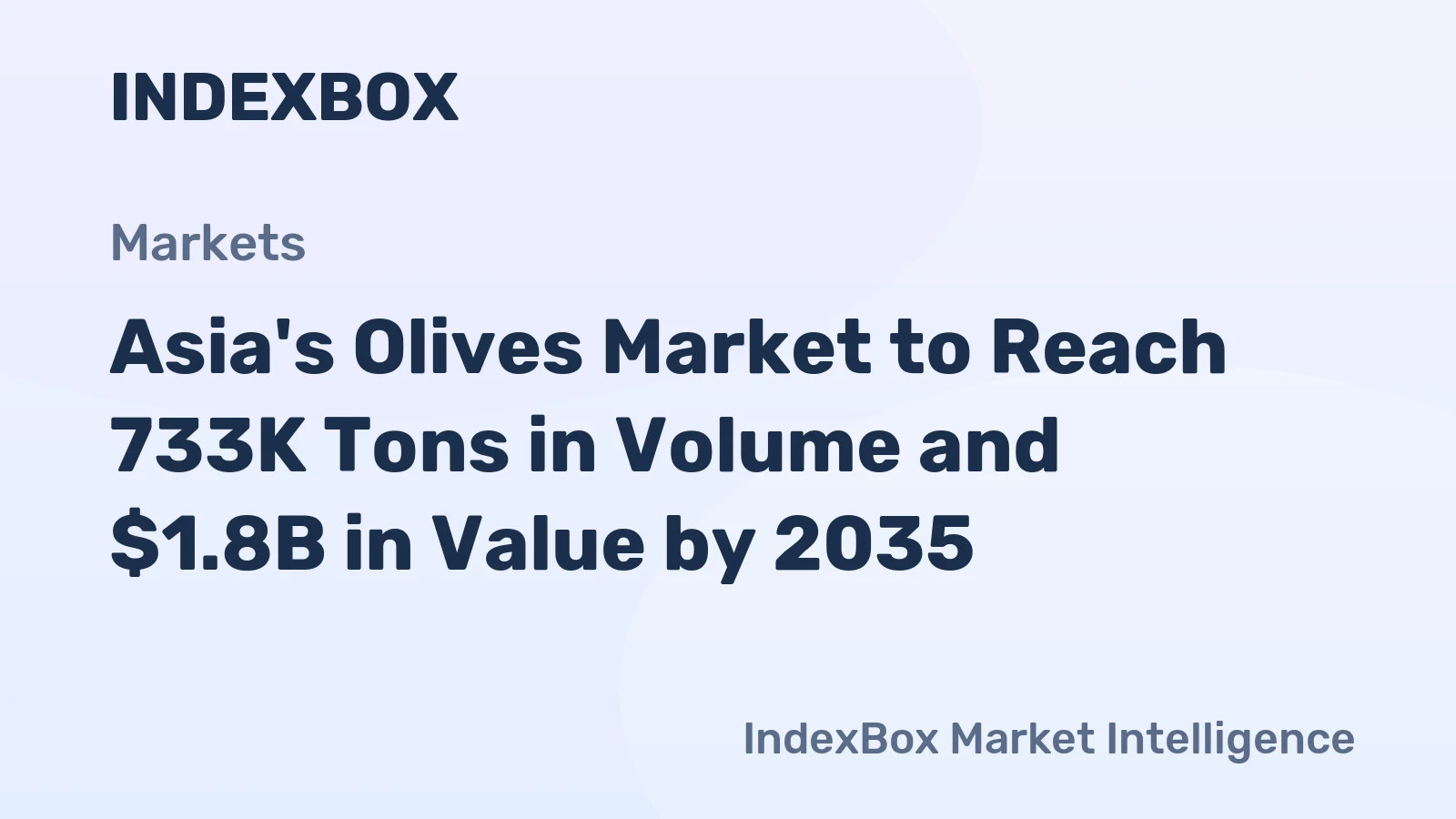 Asia's Olives Market to Reach 733K Tons in Volume and $1.8B in Value by 2035