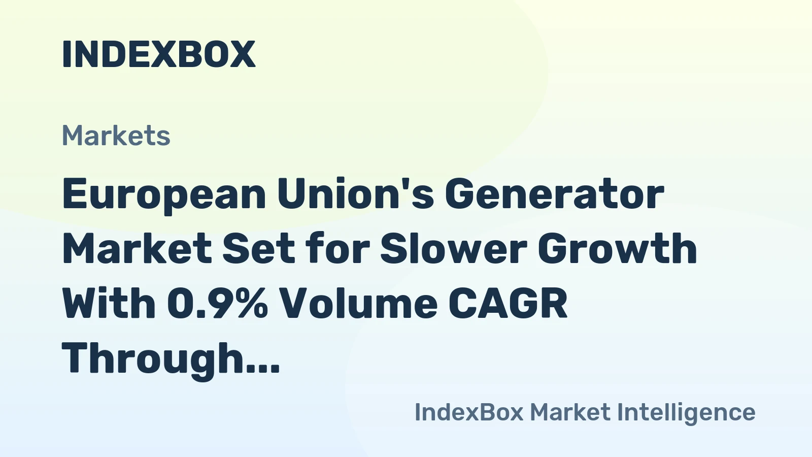 European Union's Generator Market Set for Slower Growth With 0.9% Volume CAGR Through 2035
