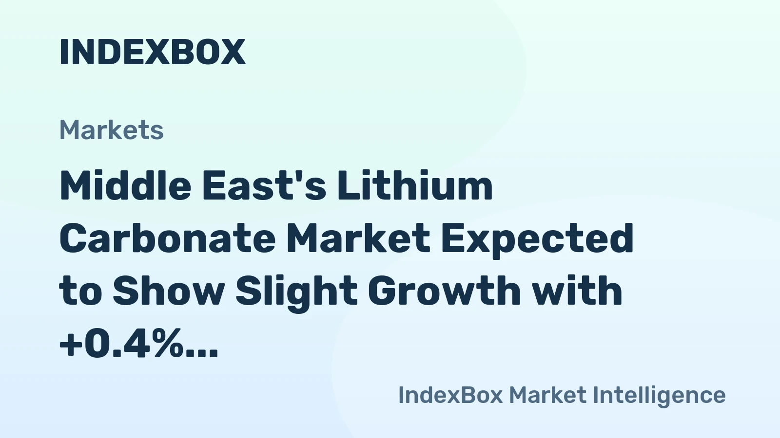 Middle East's Lithium Carbonate Market Expected to Show Slight Growth with +0.4% CAGR Over Next Decade