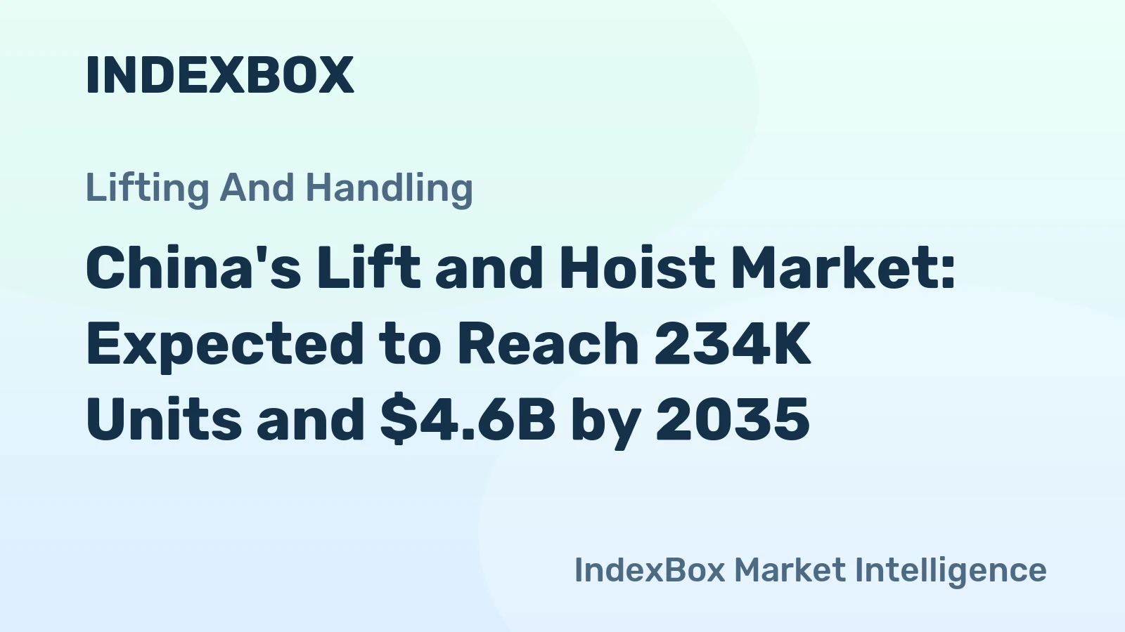 China's Lift and Hoist Market: Expected to Reach 234K Units and $4.6B by 2035