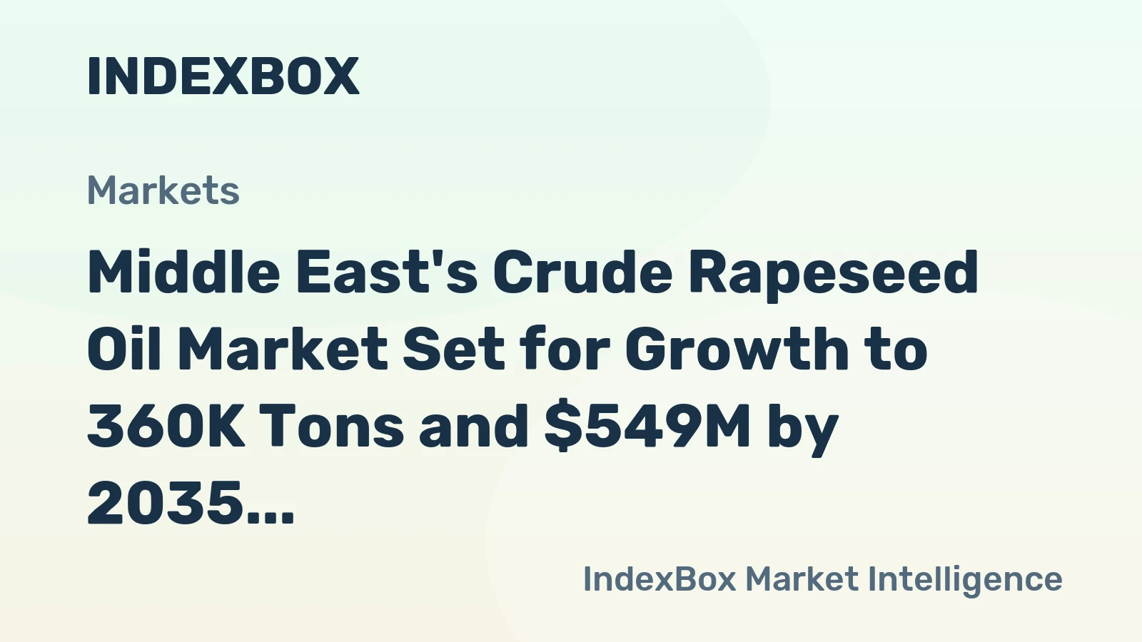 Middle East's Crude Rapeseed Oil Market Set for Growth to 360K Tons and $549M by 2035
