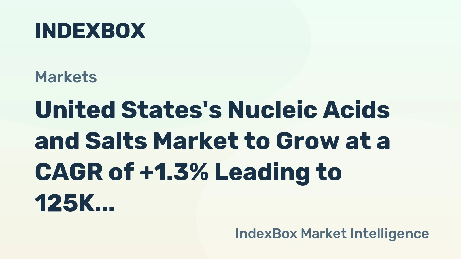 United States's Nucleic Acids and Salts Market to Grow at a CAGR of +1.3% Leading to 125K Tons in 2035