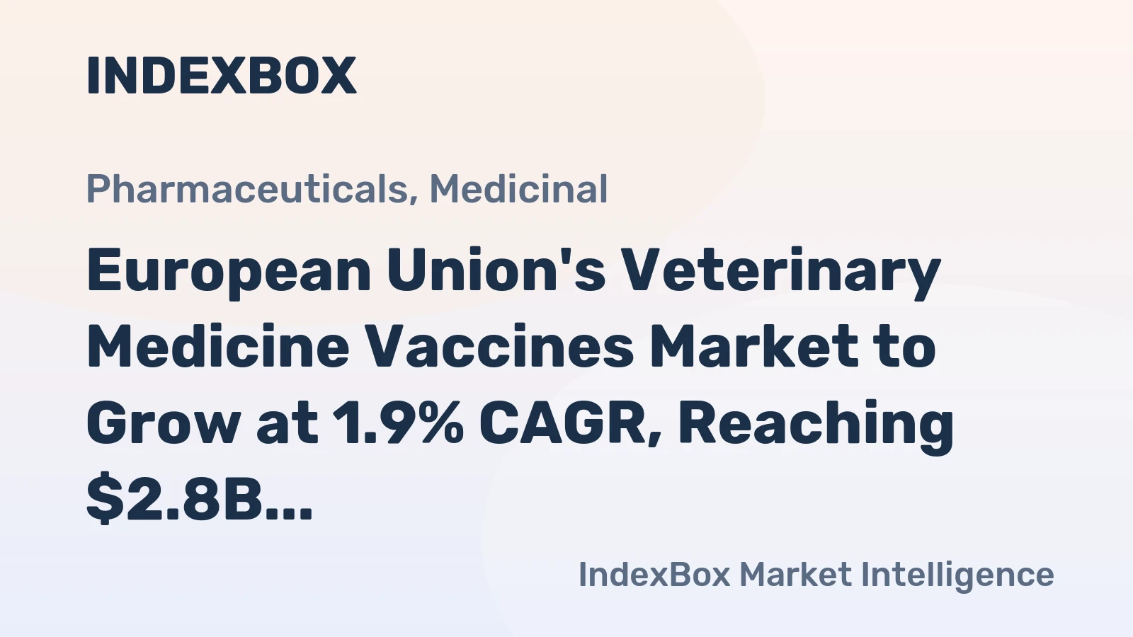 European Union's Veterinary Medicine Vaccines Market to Grow at 1.9% CAGR, Reaching $2.8B by 2035