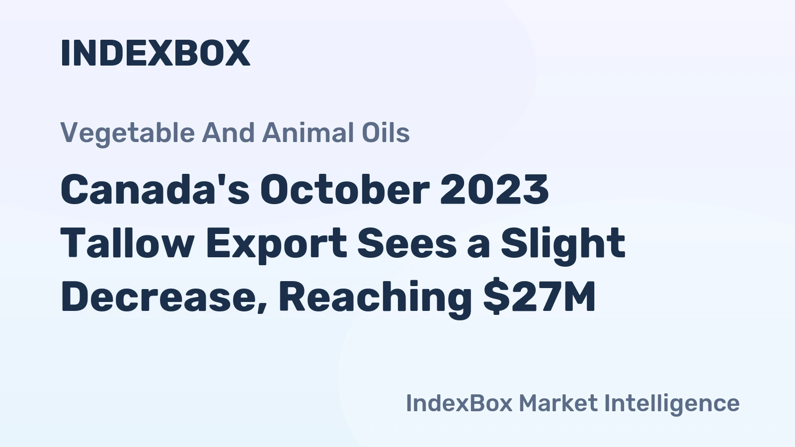 Canada's October 2023 Tallow Export Sees a Slight Decrease, Reaching $27M