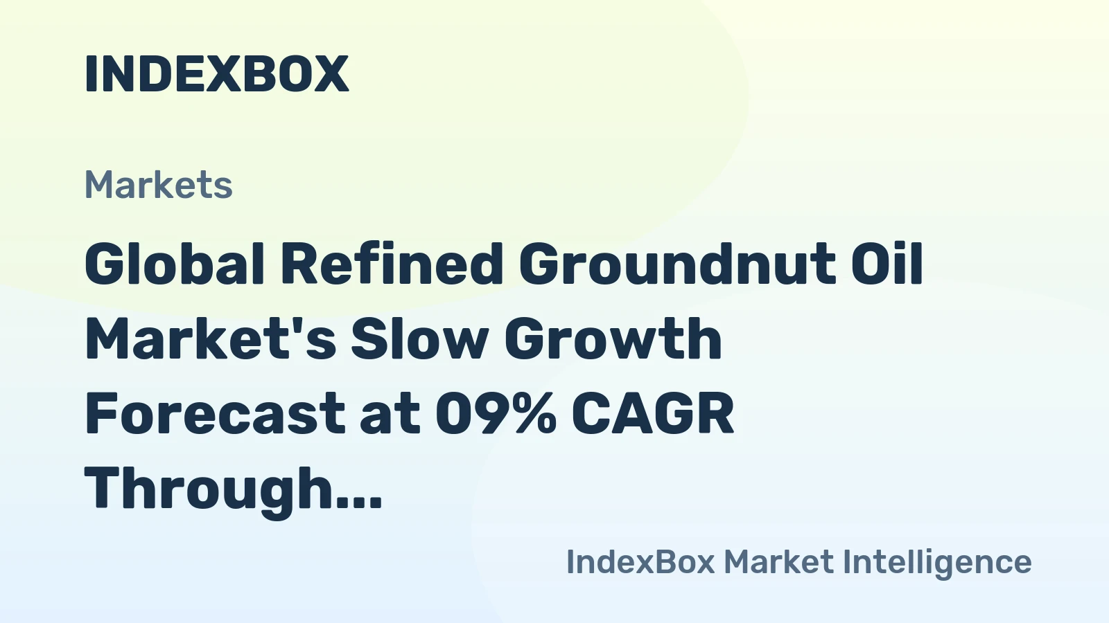 Global Refined Groundnut Oil Market's Slow Growth Forecast at 09% CAGR Through 2035