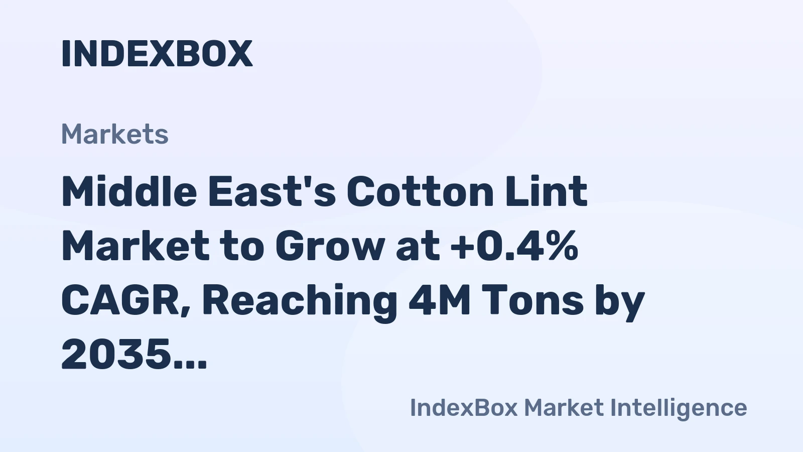 Middle East's Cotton Lint Market to Grow at +0.4% CAGR, Reaching 4M Tons by 2035
