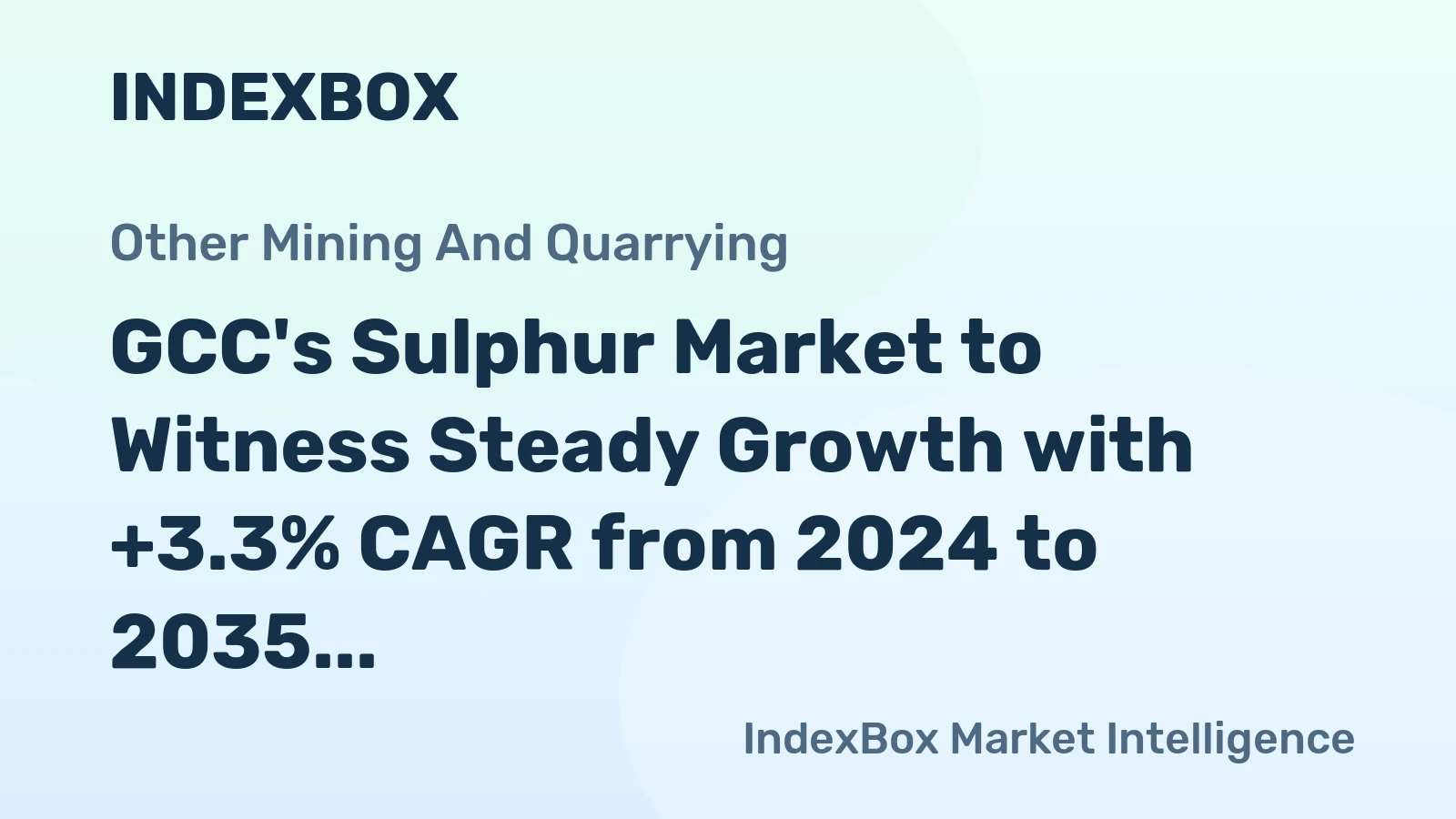 GCC's Sulphur Market to Witness Steady Growth with +3.3% CAGR from 2024 to 2035