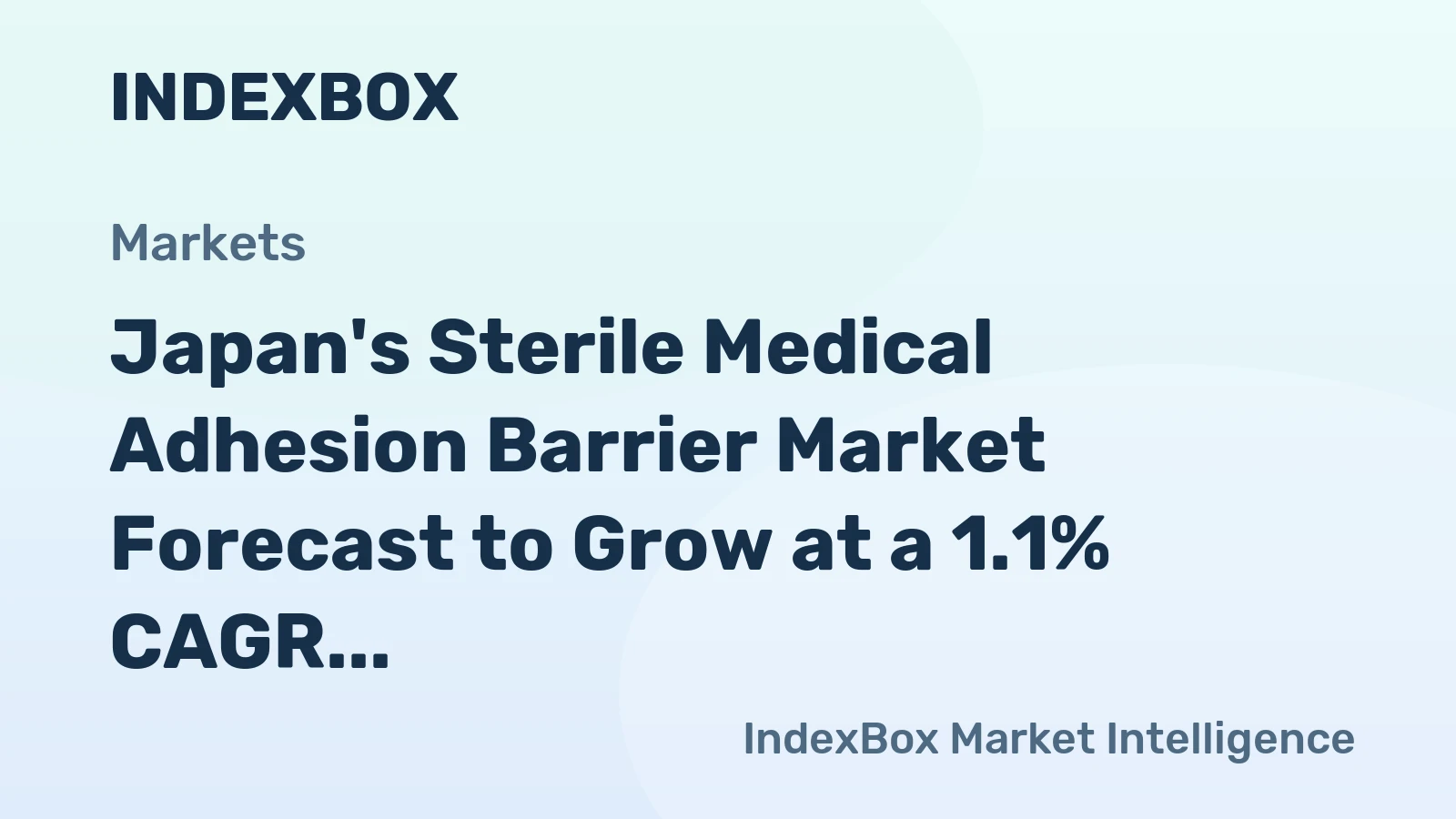 Japan's Sterile Medical Adhesion Barrier Market Forecast to Grow at a 1.1% CAGR