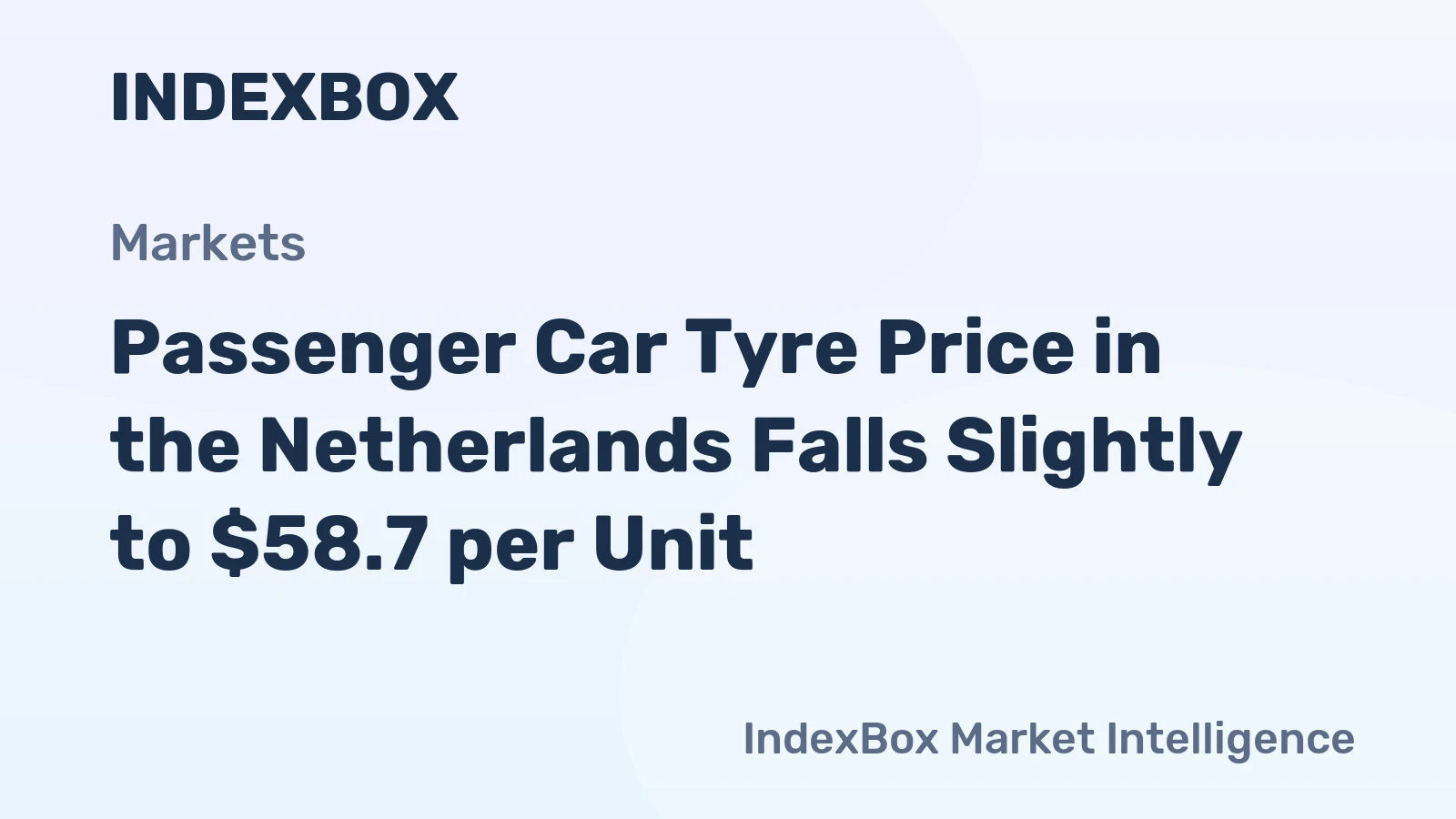 Passenger Car Tyre Price in the Netherlands Falls Slightly to $58.7 per Unit
