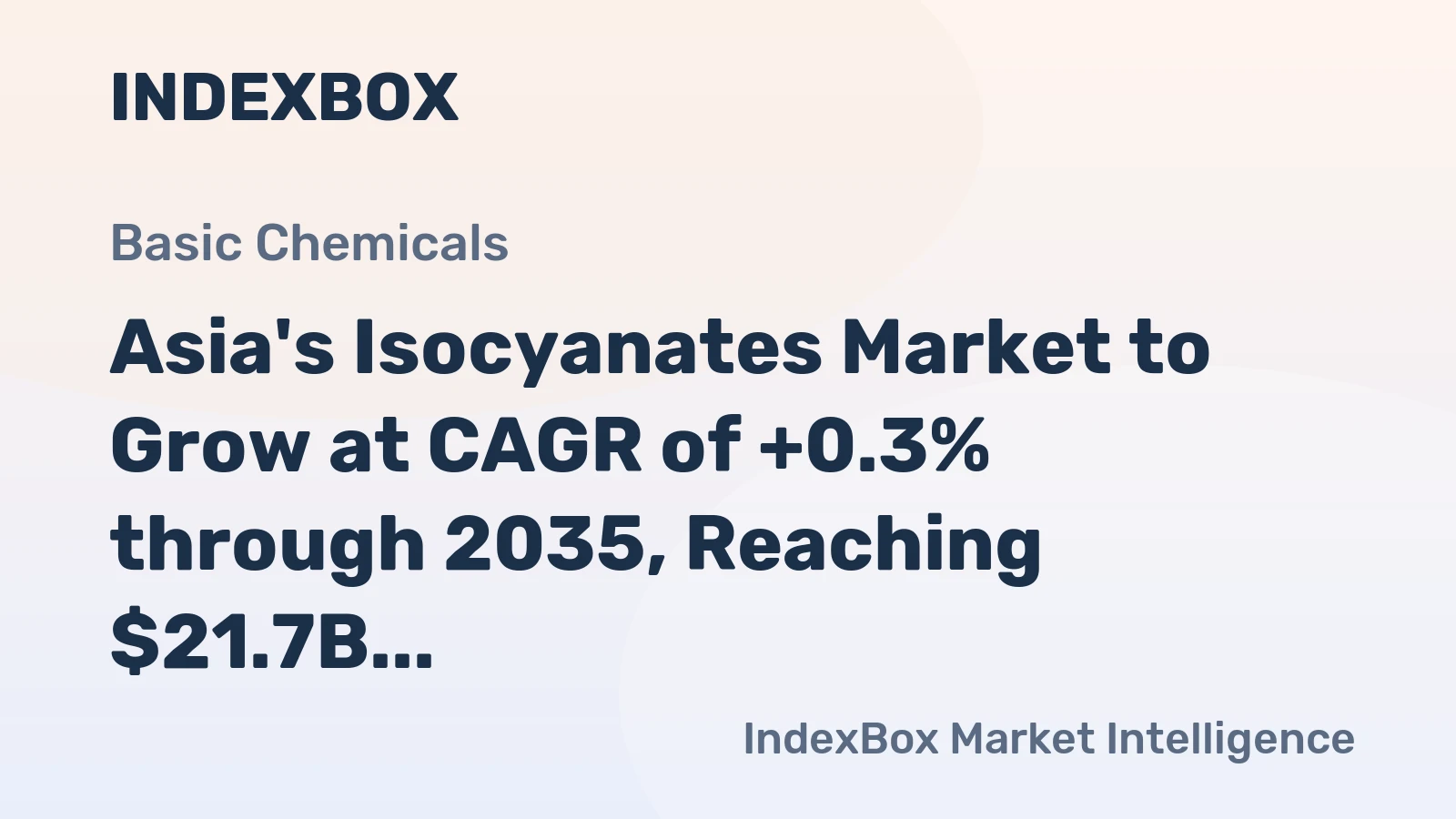 Asia's Isocyanates Market to Grow at CAGR of +0.3% through 2035, Reaching $21.7B in Value