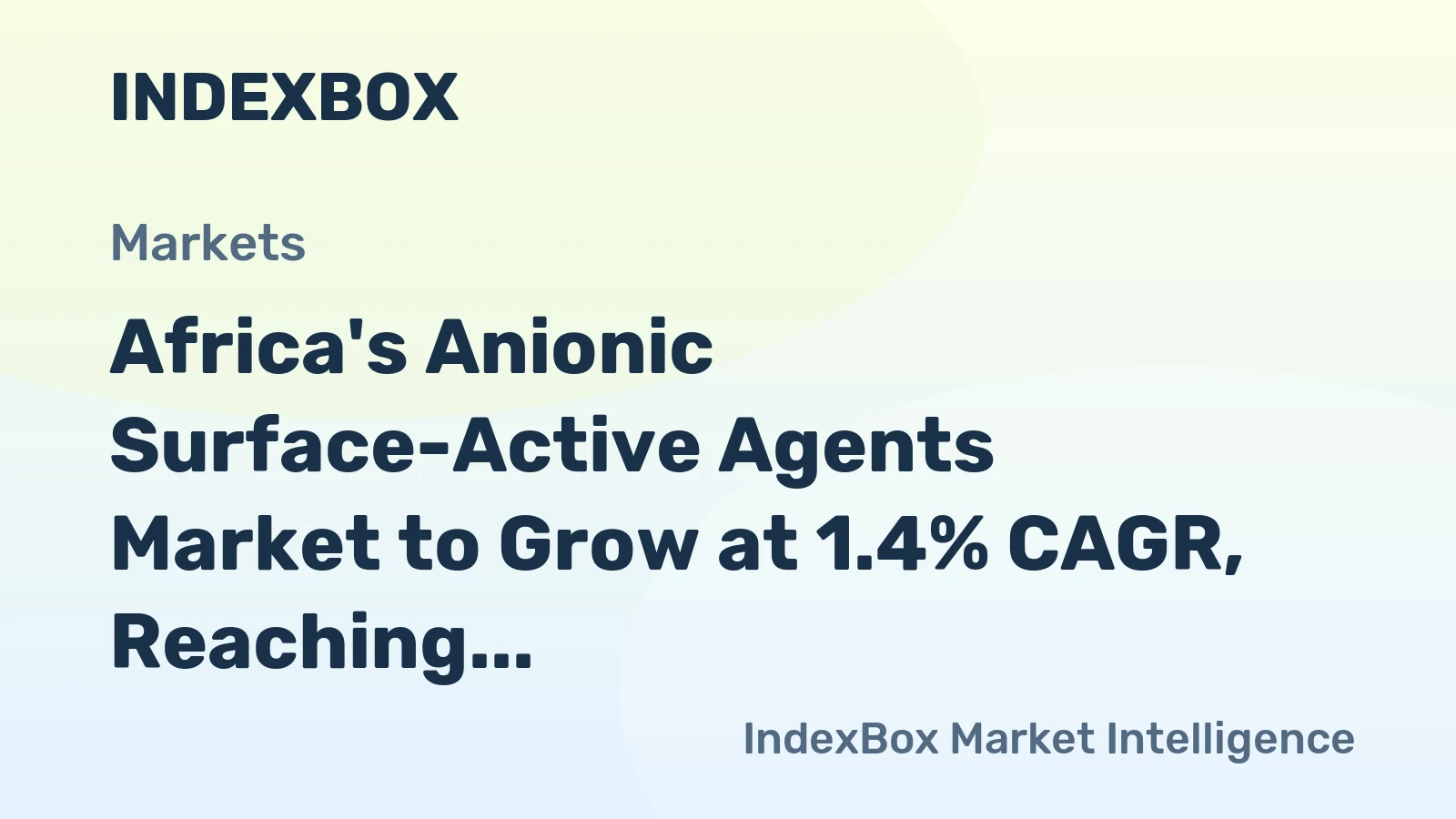 Africa's Anionic Surface-Active Agents Market to Grow at 1.4% CAGR, Reaching 1.3M Tons by 2035