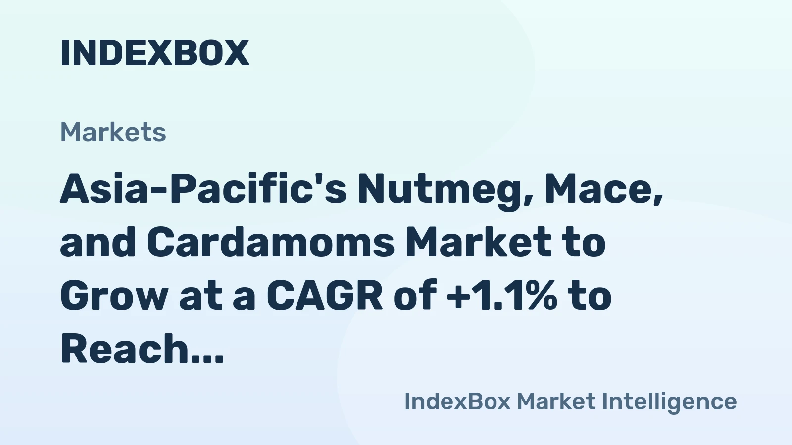 Asia-Pacific's Nutmeg, Mace, and Cardamoms Market to Grow at a CAGR of +1.1% to Reach $1.3B by 2035