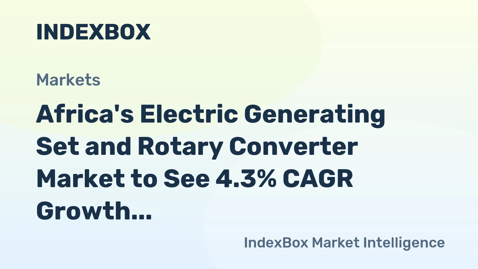 Africa's Electric Generating Set and Rotary Converter Market to See 4.3% CAGR Growth Over Next Decade