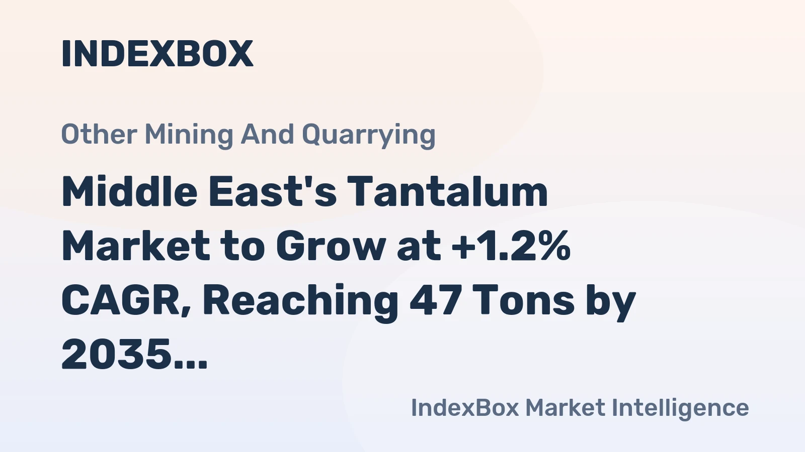 Middle East's Tantalum Market to Grow at +1.2% CAGR, Reaching 47 Tons by 2035