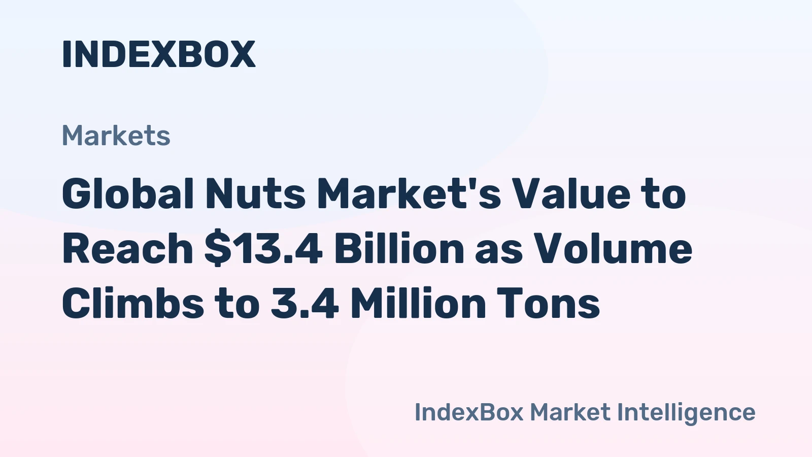 Global Nuts Market's Value to Reach $13.4 Billion as Volume Climbs to 3.4 Million Tons