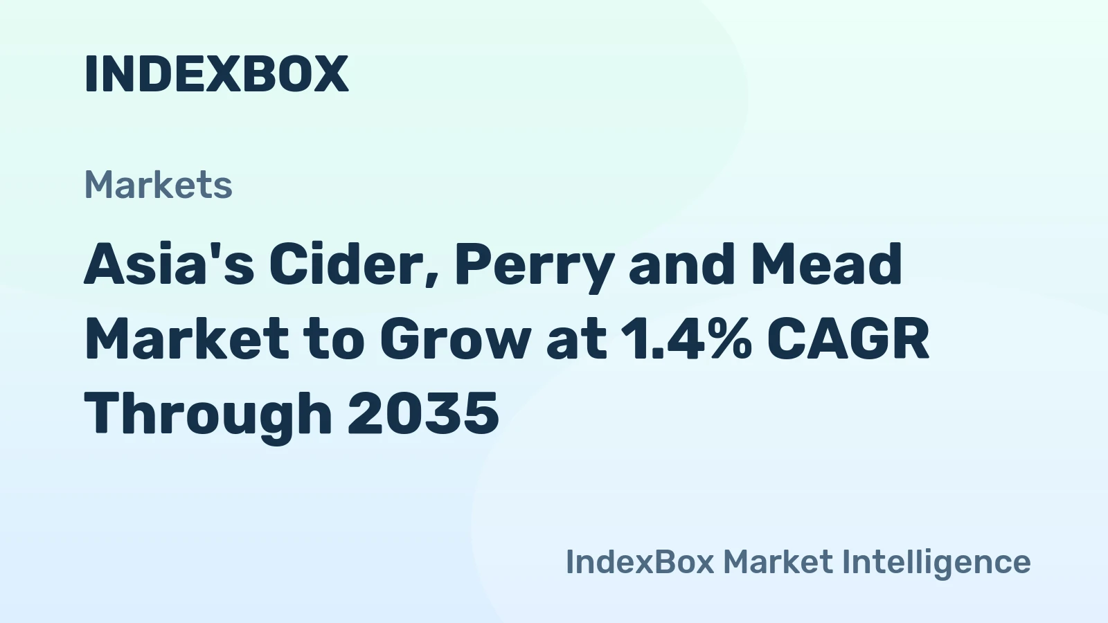 Asia's Cider, Perry and Mead Market to Grow at 1.4% CAGR Through 2035